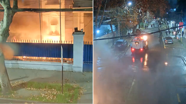 [Video] Así fue el ataque con bombas molotov a cuartel de la PDI en Providencia - Cooperativa.cl
